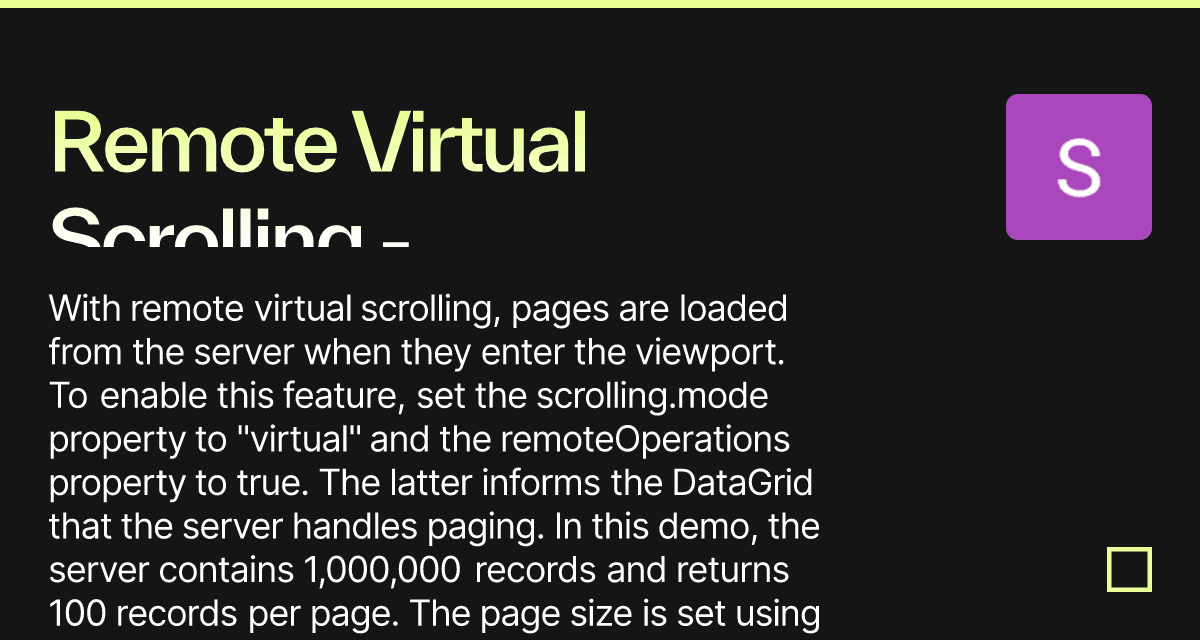 Remote Virtual Scrolling - DevExtreme Data Grid (forked) - Codesandbox