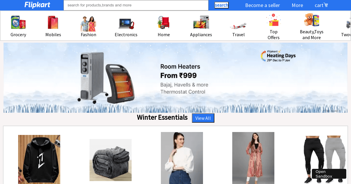 Flipkart Homepage - Codesandbox