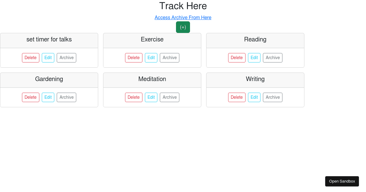 Habit Tracker, SHAHEEN - Codesandbox