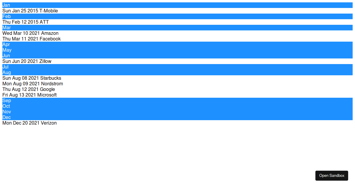 Sort Array Of Dates Codesandbox