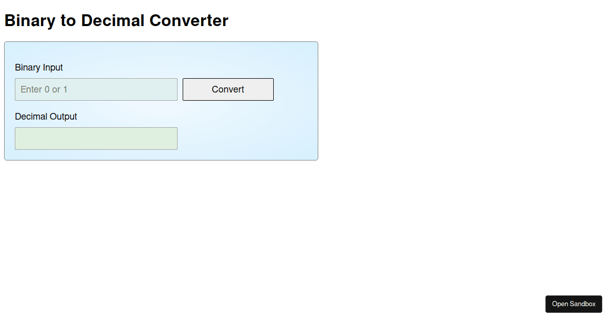 bin2dec - Codesandbox