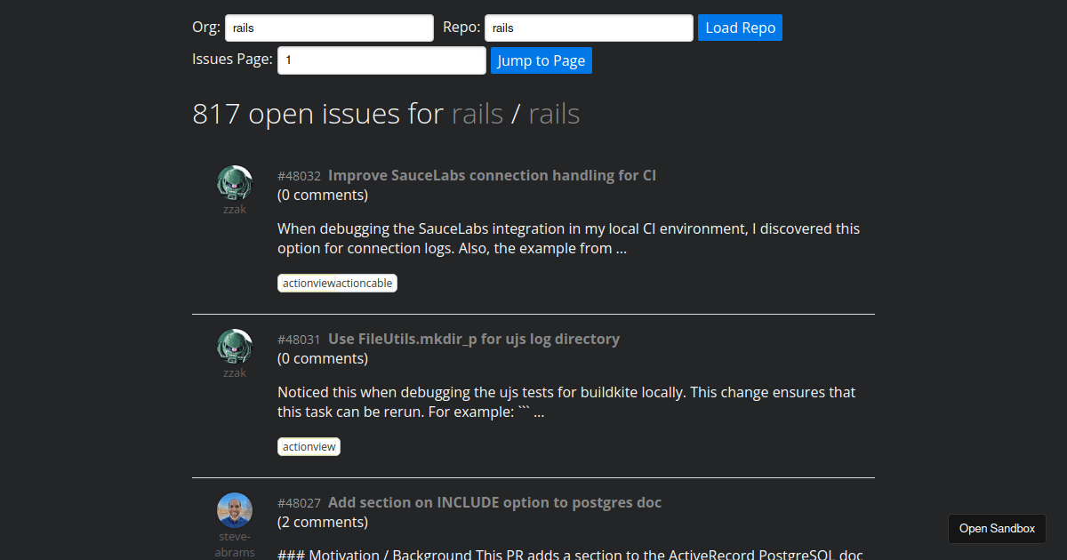 Rtk Github Issues Example 01 Plain React Codesandbox