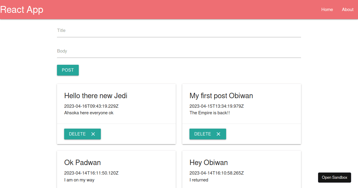 Hooks App - Codesandbox