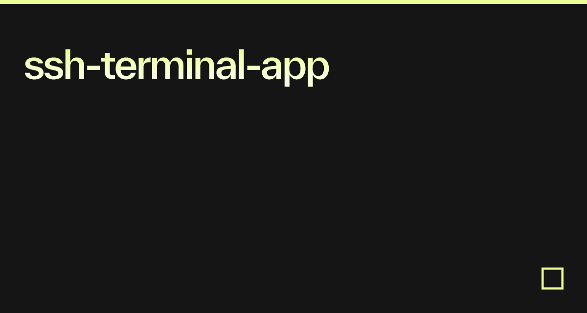 Ssh Terminal App Codesandbox
