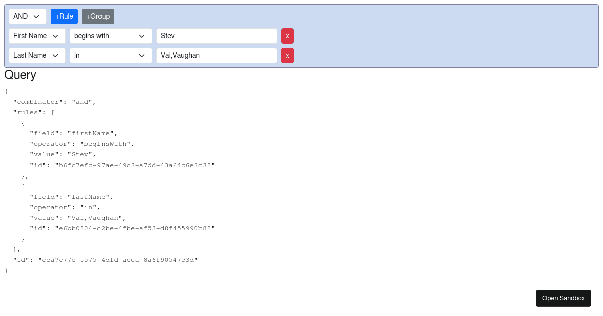 react-querybuilder-bootstrap-example - Codesandbox