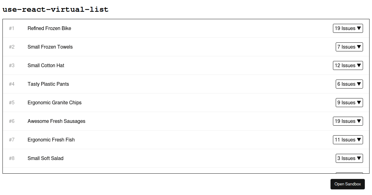 react-use-virtual-list - Codesandbox