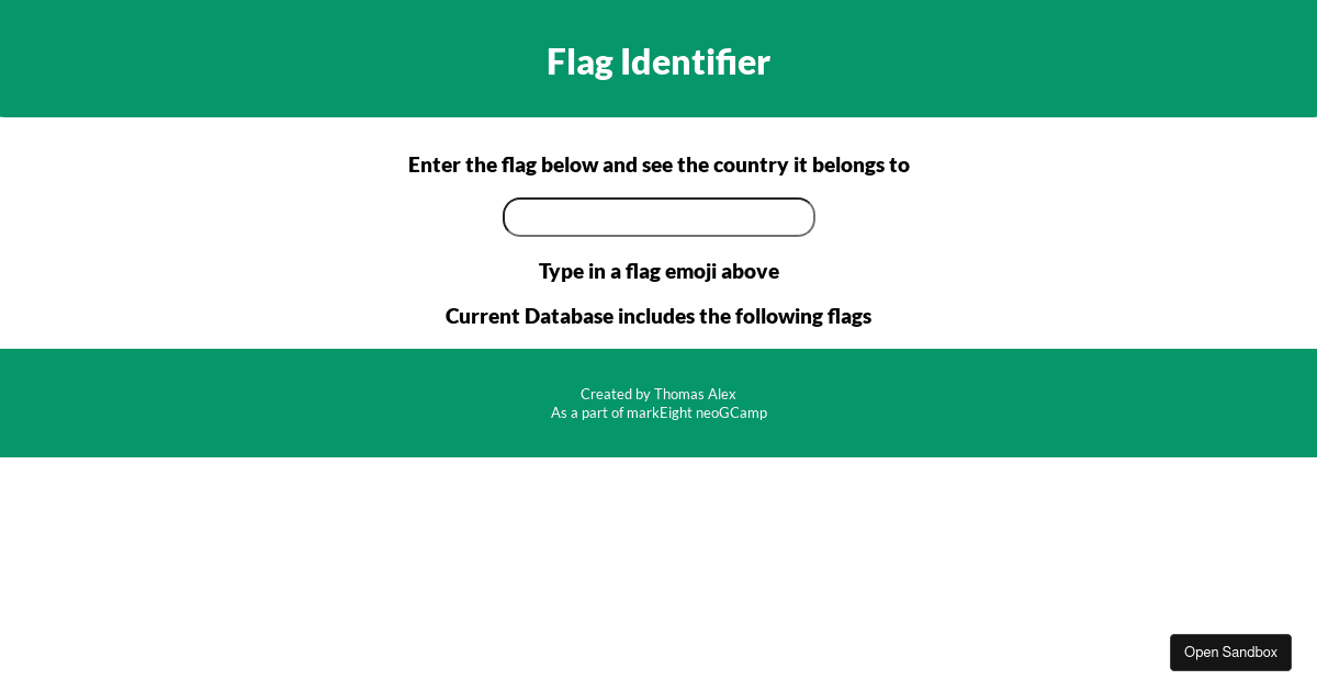 Flag Identifier - Codesandbox