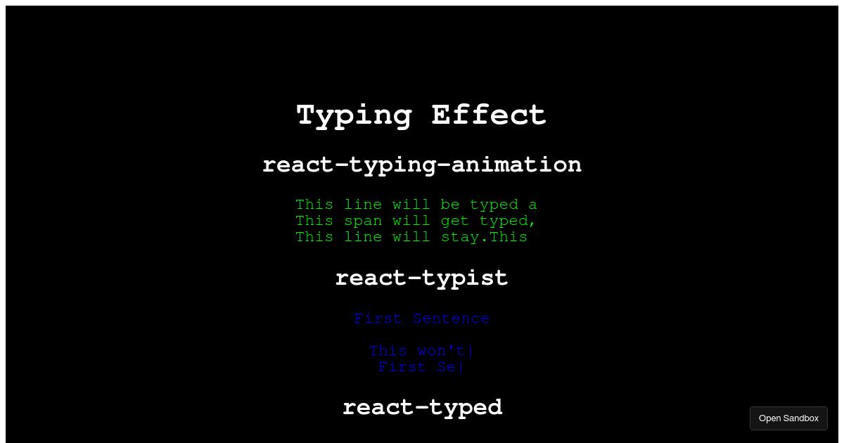 Typing Effect Forked Codesandbox