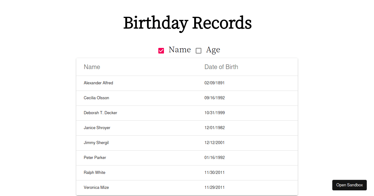 birthday-records - Codesandbox