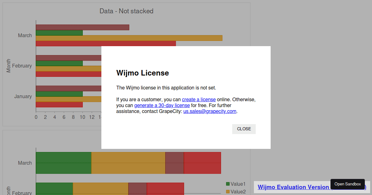 FlexChart stacked bar chart sample - Codesandbox