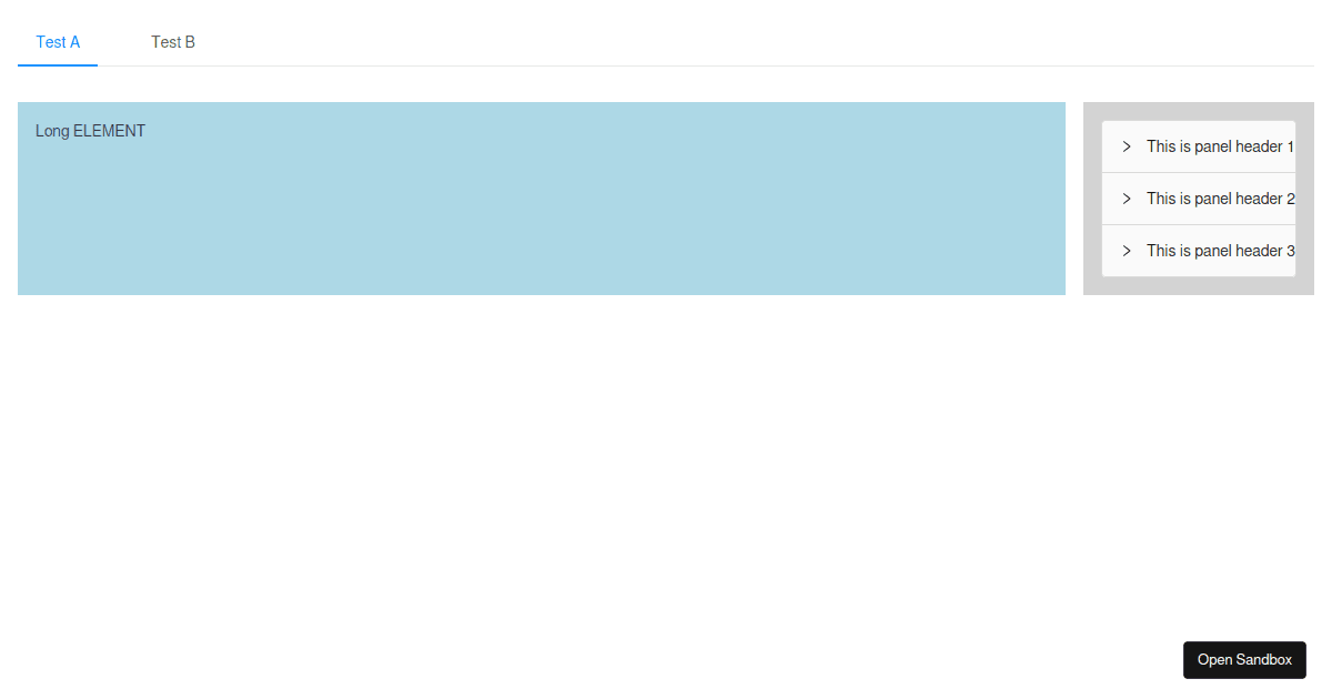 Antd Tabs and flex layout - Codesandbox