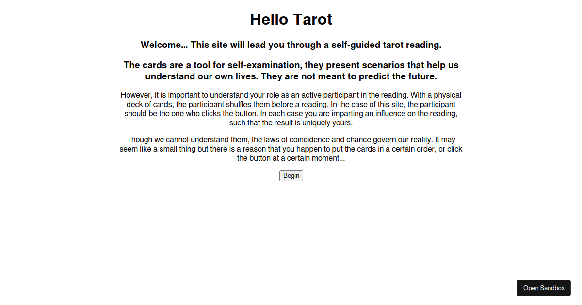 hello tarot - Codesandbox