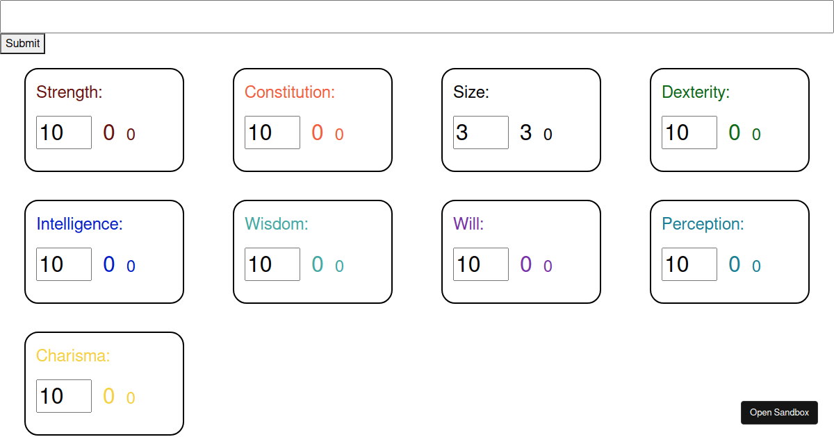 Development Stat Generator - Codesandbox