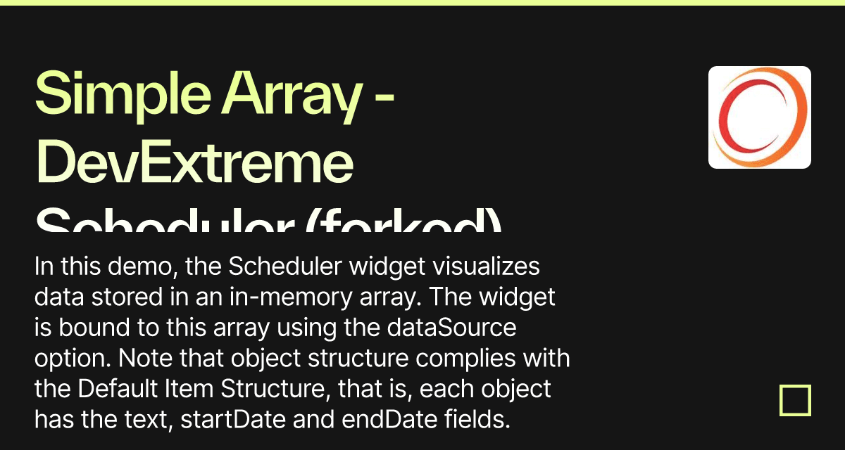 Simple Array - DevExtreme Scheduler (forked) - Codesandbox Simple Array - DevExtreme Scheduler (forked) - Codesandbox