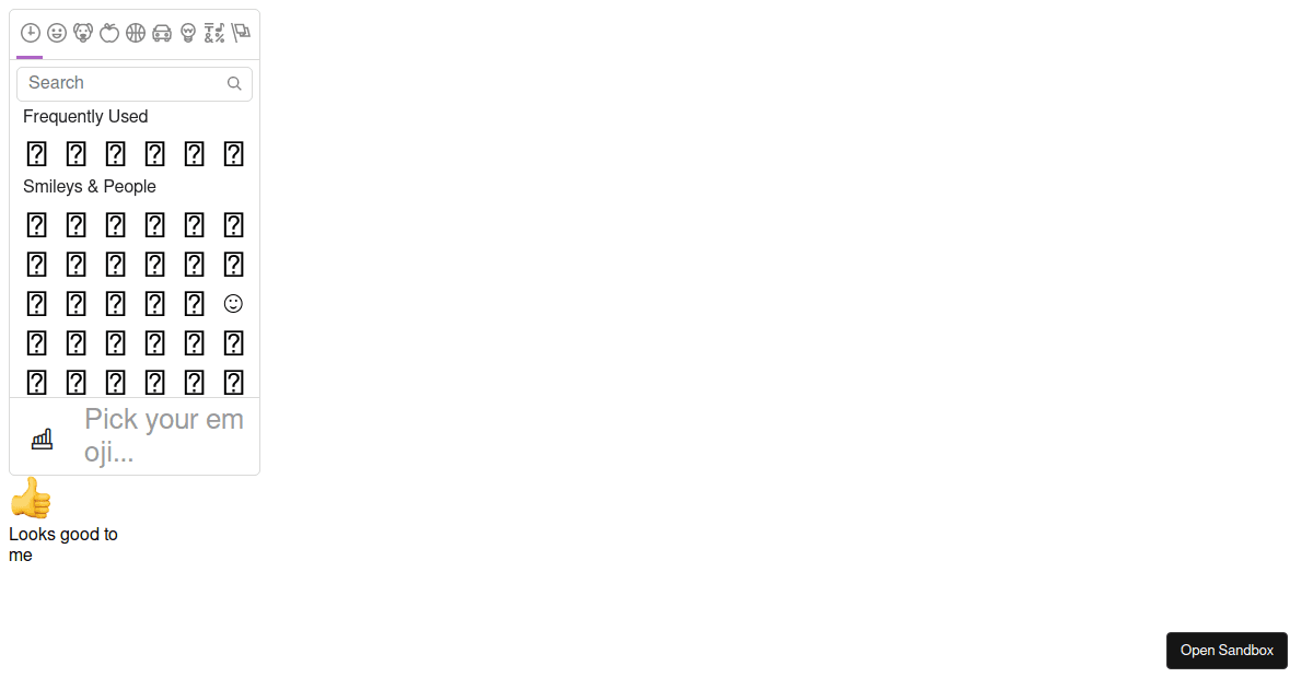 emoji mart picker - Codesandbox