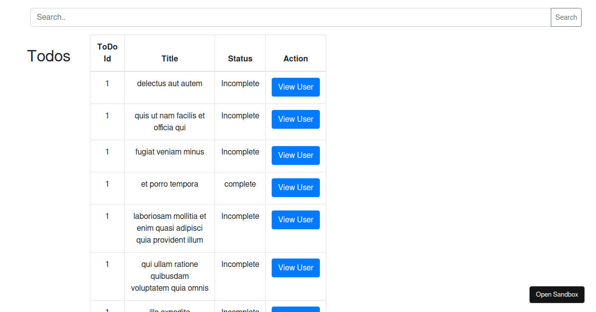 jsonPlaceholder todo Redux - Codesandbox