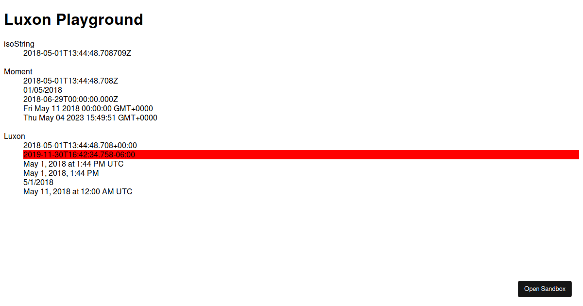 Luxon Playground - Codesandbox