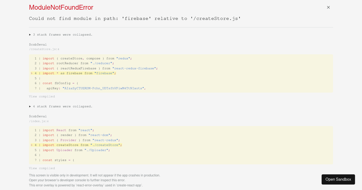 React Redux Firebase Upload Example Forked Codesandbox