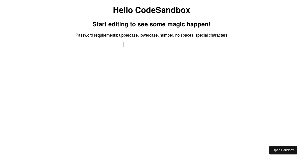 yup password validation (forked) - Codesandbox yup password validation (forked) - Codesandbox