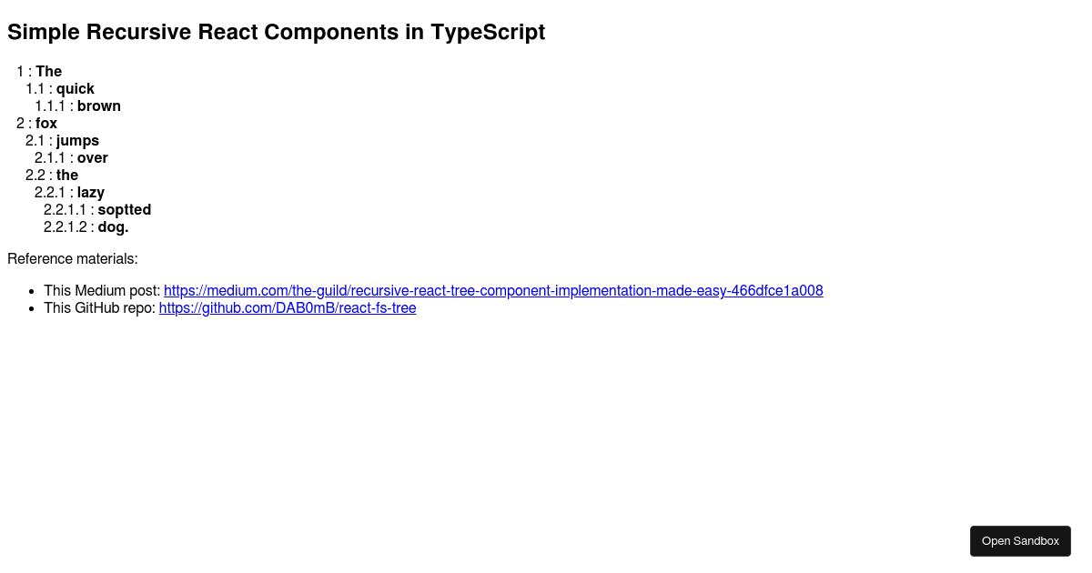 Simple Recursive Components In Typescript Codesandbox 6445