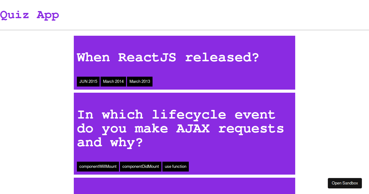 react-quiz-app - Codesandbox