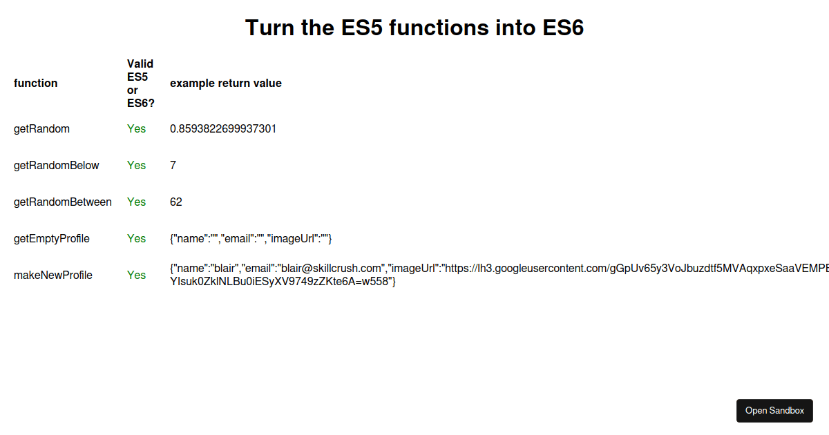 L4 - Turn this ES5 into ES6 - Codesandbox