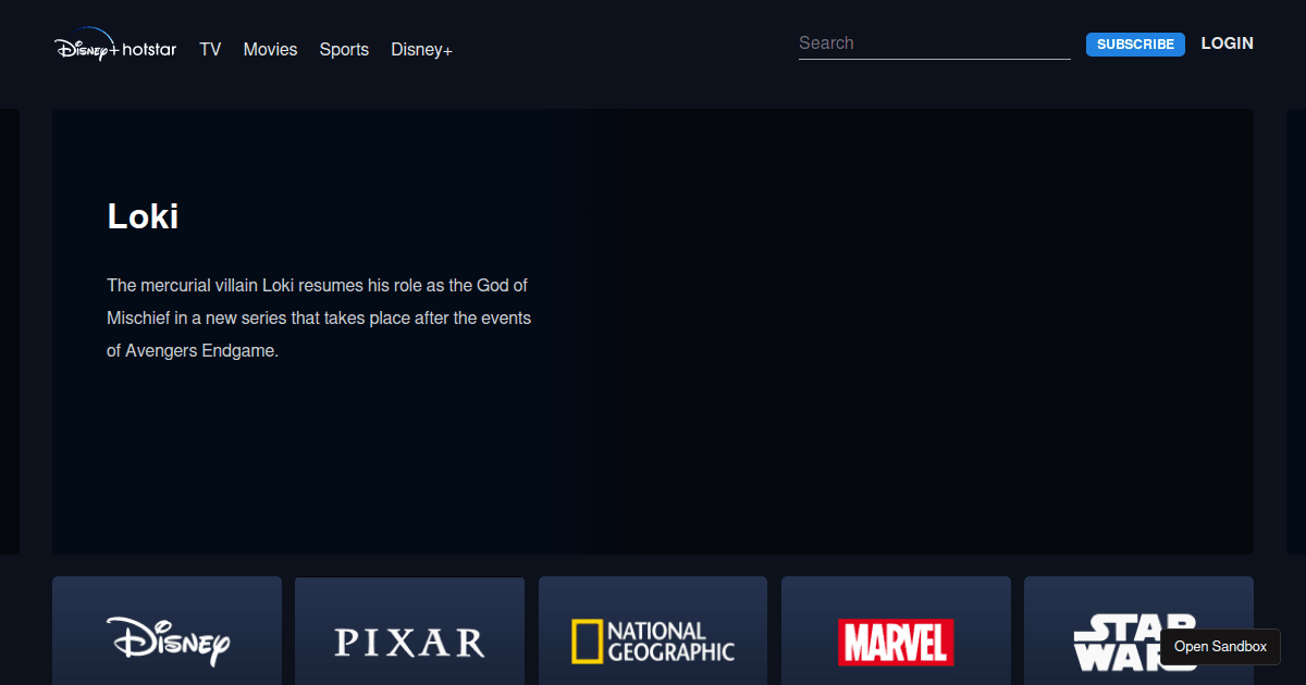 Hotstarclone-sourav - Codesandbox