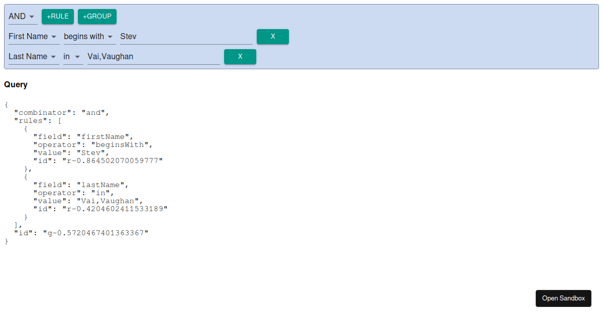react-querybuilder-material-example - Codesandbox