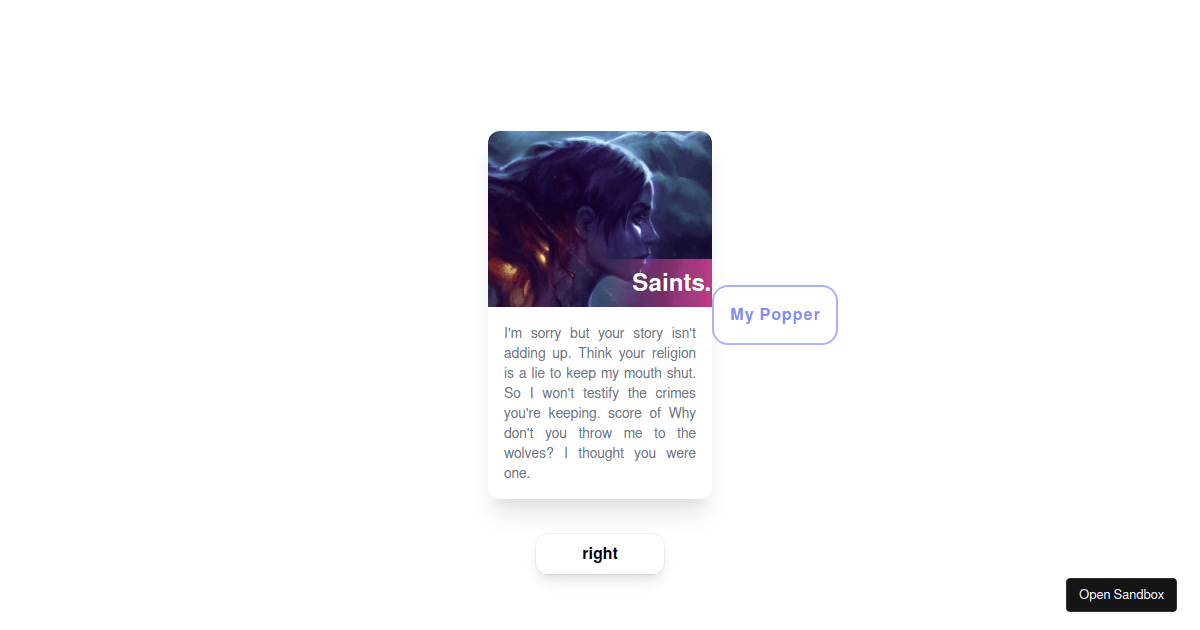 react-popper example - Codesandbox