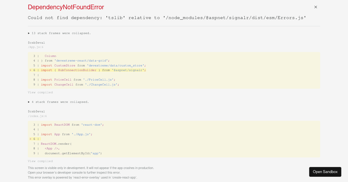 SignalR Service - DevExtreme Data Grid - Codesandbox SignalR Service - DevExtreme Data Grid - Codesandbox