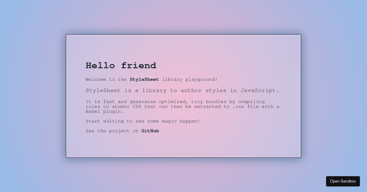 StyleSheet with css file - Codesandbox