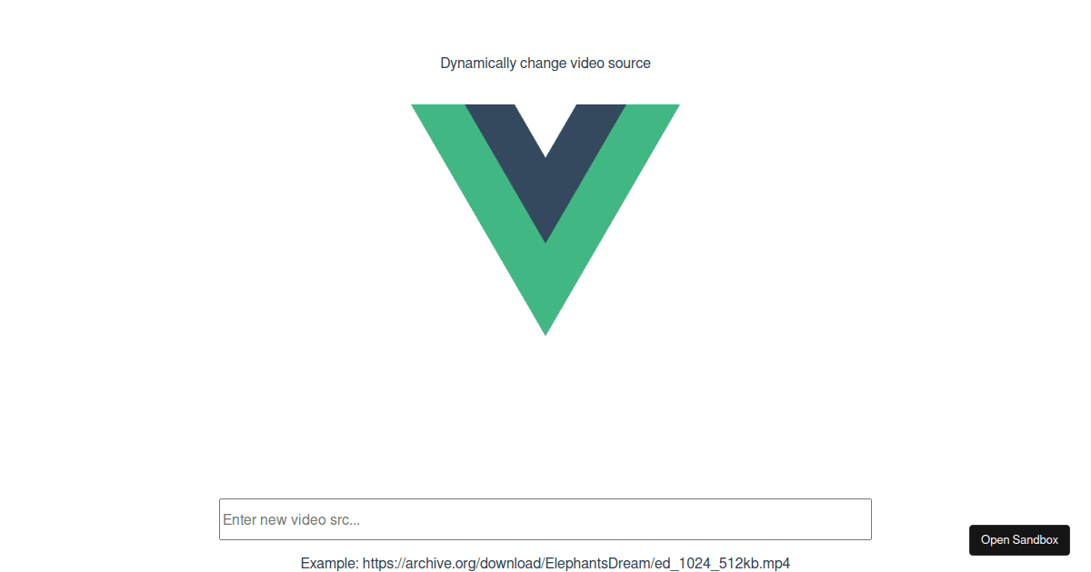 Dynamically change video source - Codesandbox