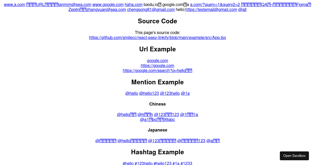 react-easy-linkify (forked) - Codesandbox
