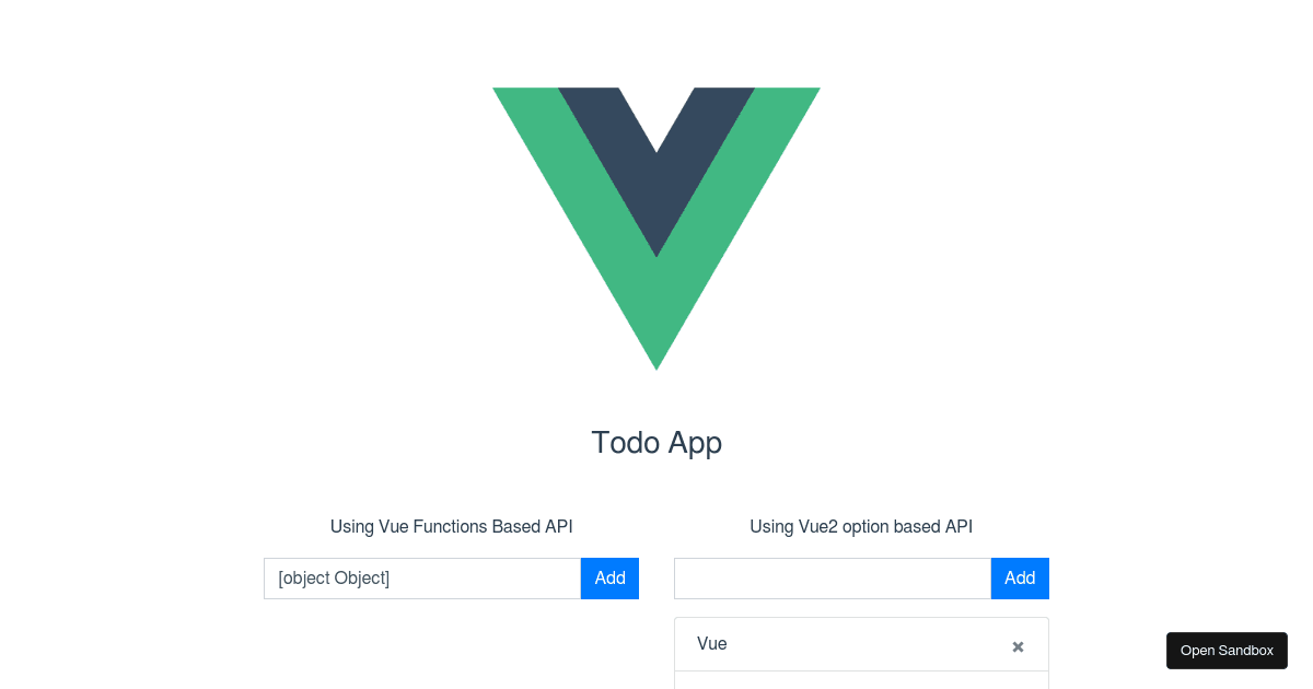 Todo Example - Vue RFC - Codesandbox