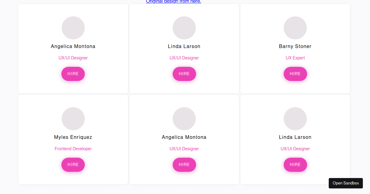 React Employee Cards Codesandbox
