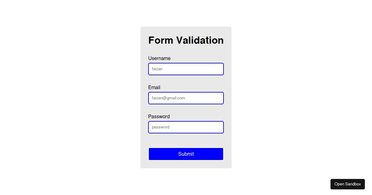 formValidation - Codesandbox