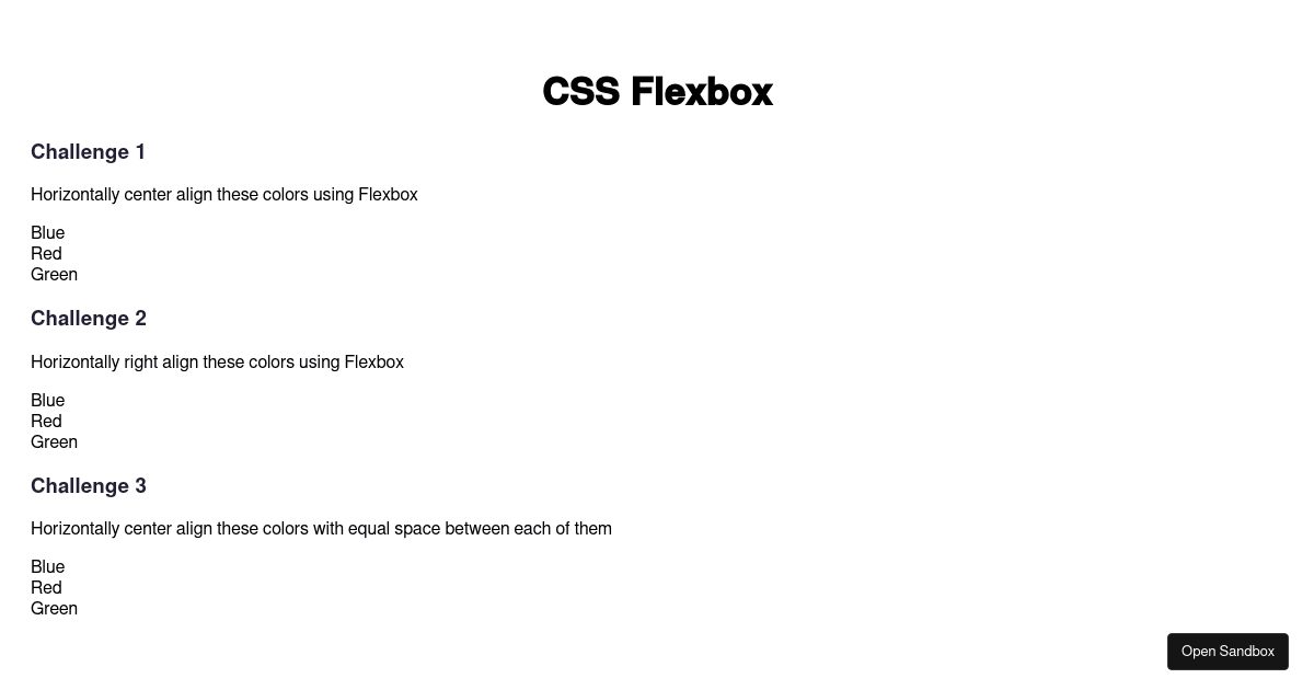 CSS Flexbox - Challenge (forked) - Codesandbox