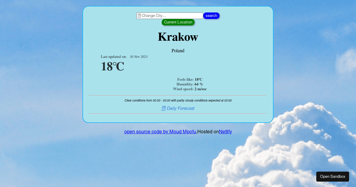 React Weather App Codesandbox