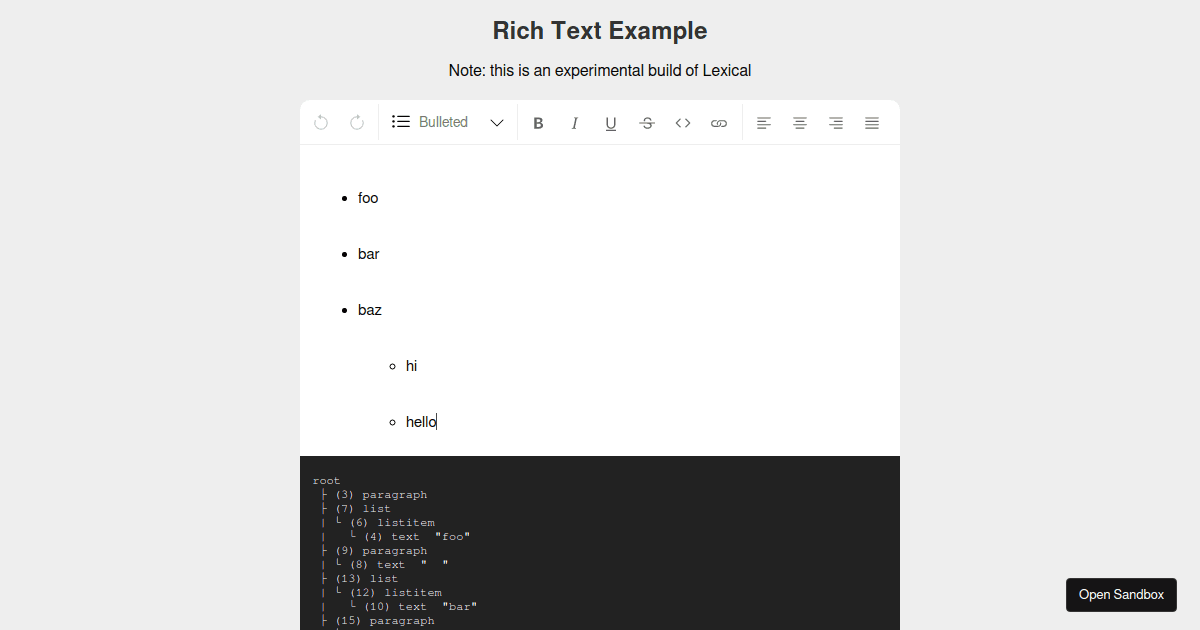 lexical-rich-text-example (forked) - Codesandbox