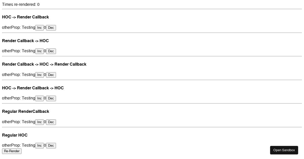 Render Callbacks and Higher Order Components - Codesandbox