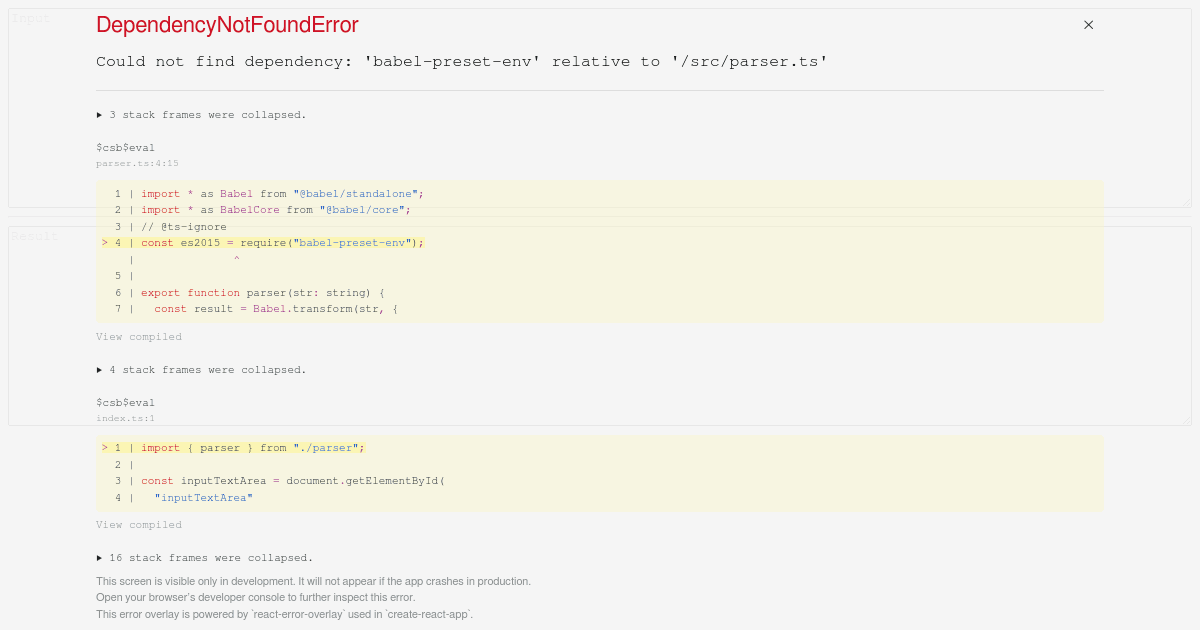 converting js to ts (forked) - Codesandbox