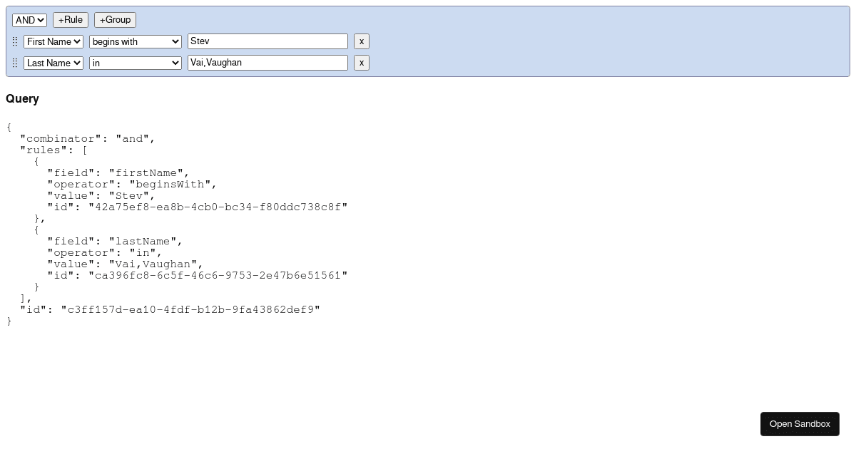 react-querybuilder-dnd-example - Codesandbox