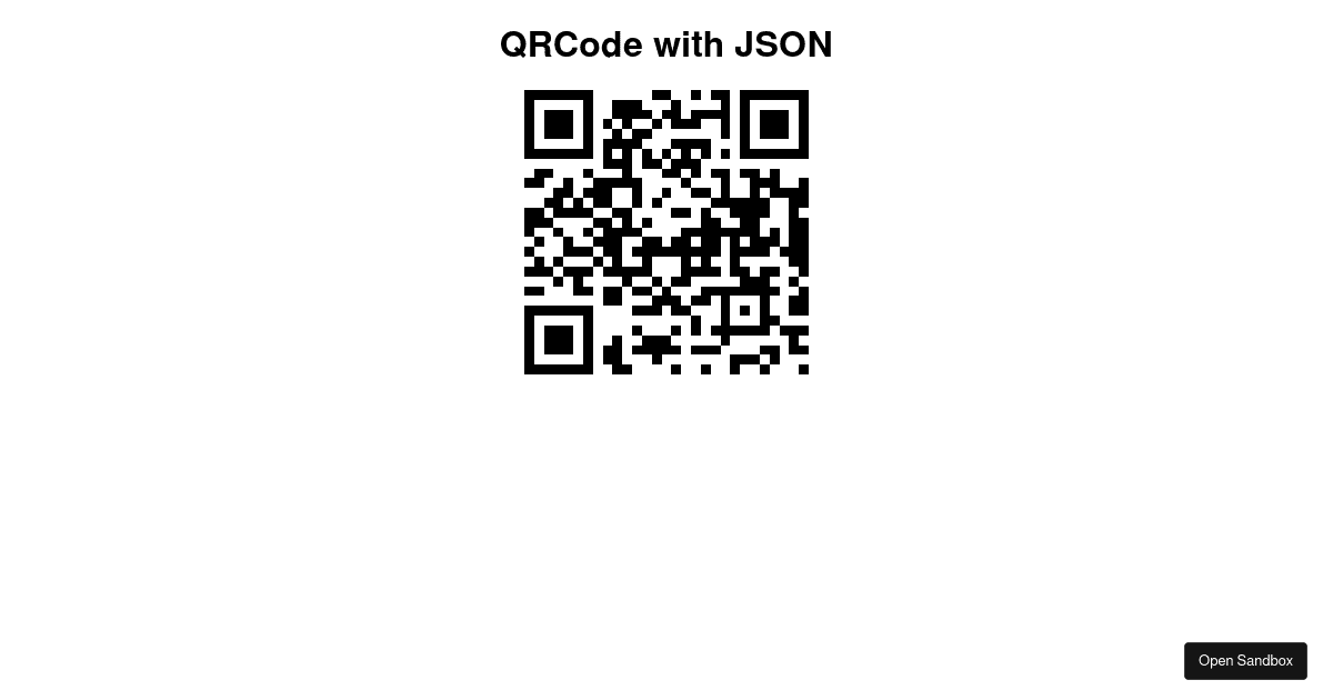 Generate QRCode with JSON data - Codesandbox