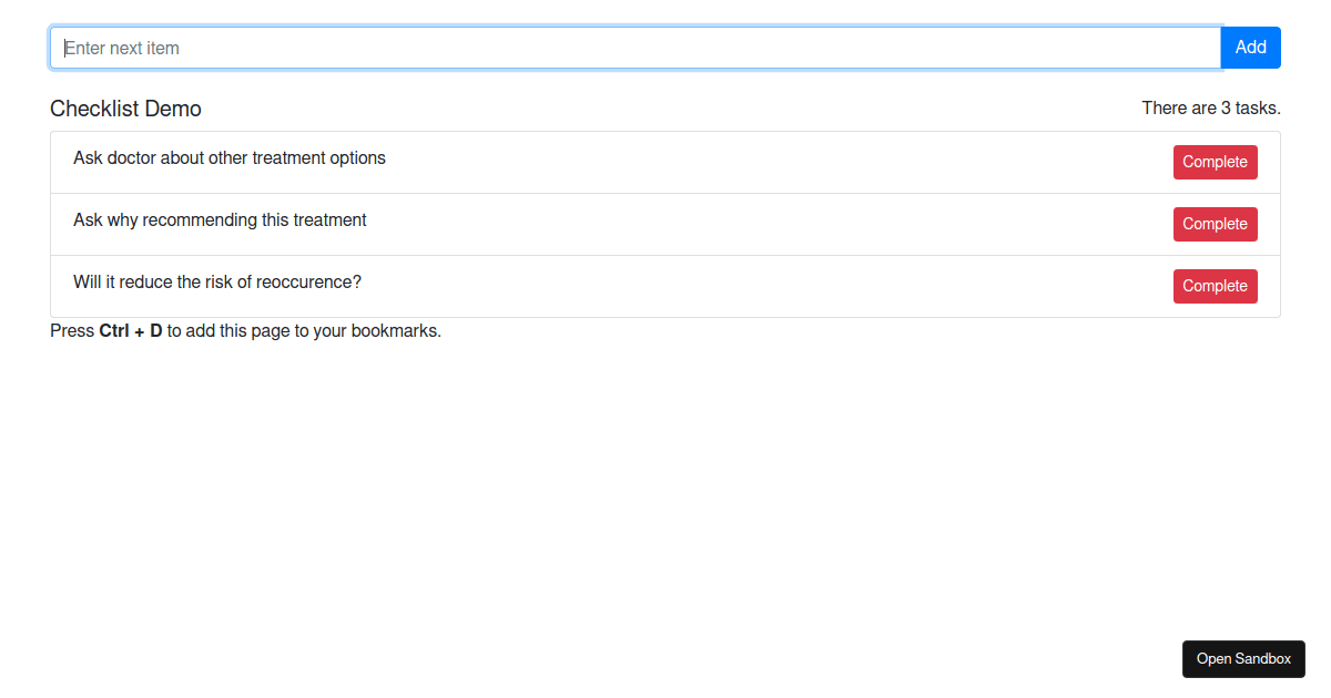 Checklist-Demo (forked) - Codesandbox
