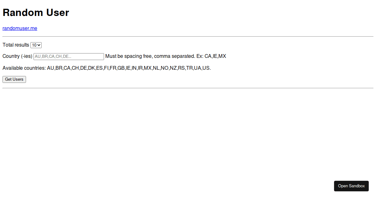 Random Users - Codesandbox