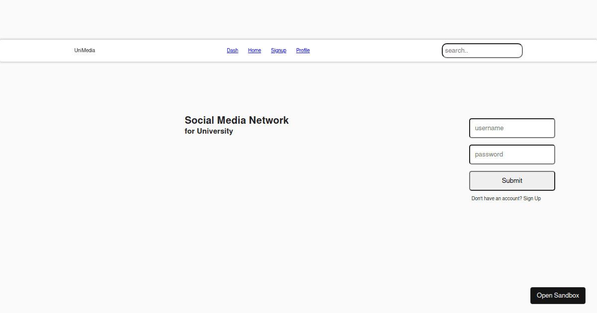Social Media For Uni (forked) - Codesandbox