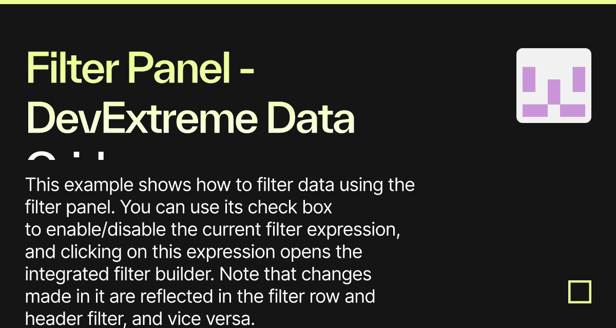 Filter Panel - DevExtreme Data Grid - Codesandbox