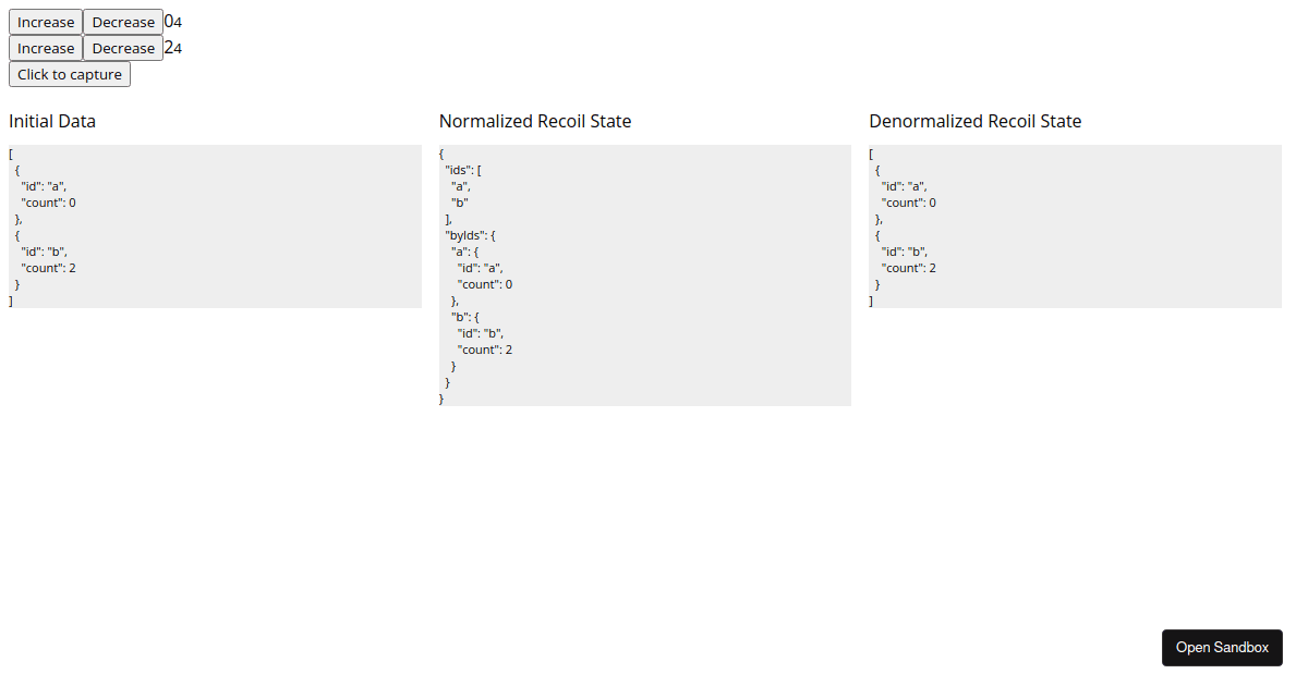 Recoil w/Nested State - Codesandbox