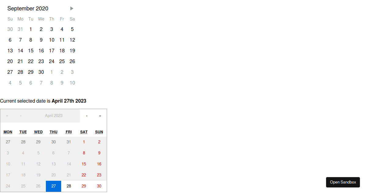 Create a calendar in React js -ak24 (forked) - Codesandbox