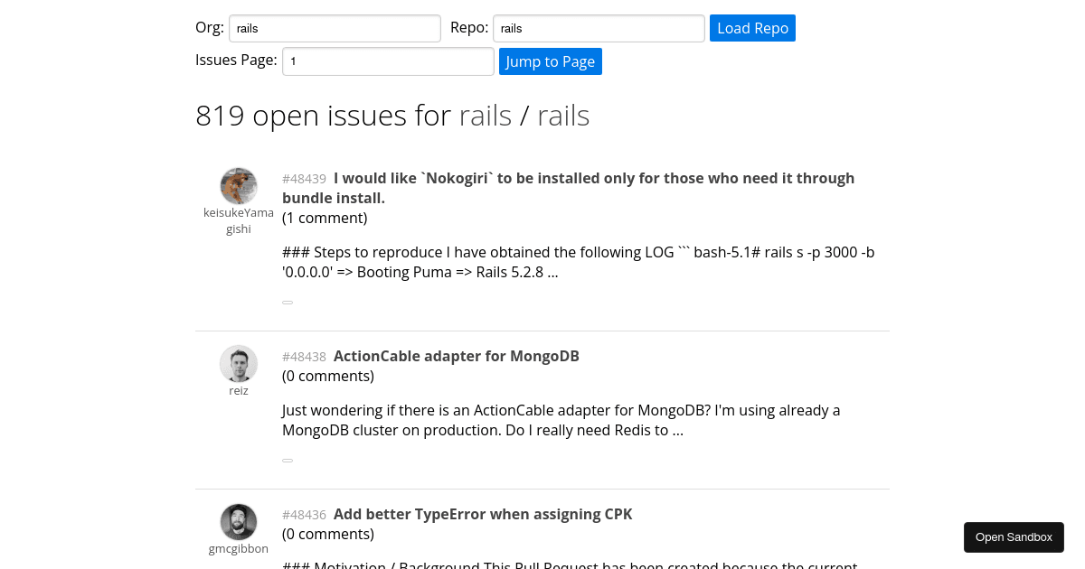 rsk-github-issues-example - Codesandbox